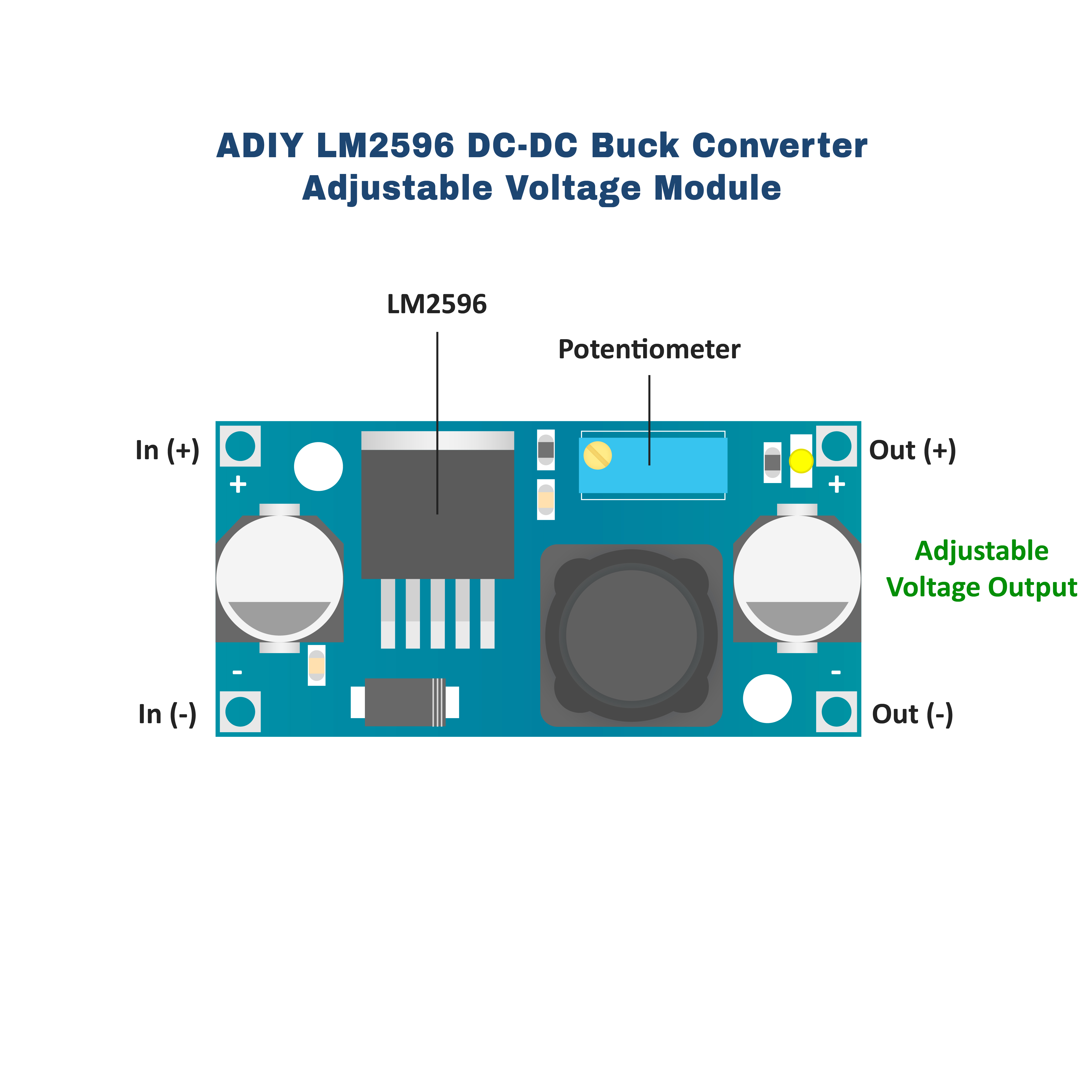 Buy LM2596 Step Down DC-DC Buck Adjustable Converter Module by ADIY ...