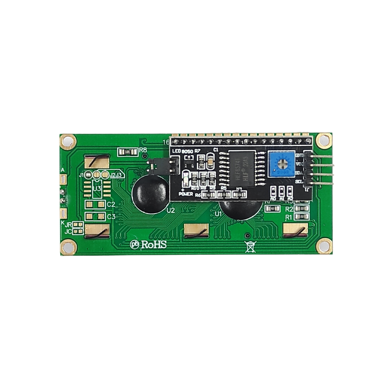 RG1602 Display Green with Black I2C Module